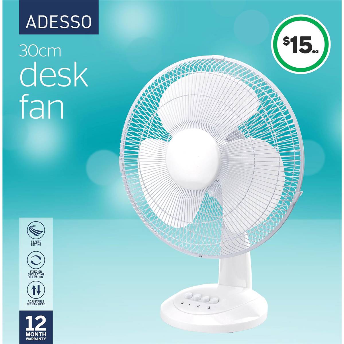 Adesso 30cm Desk Fan Each | Woolworths