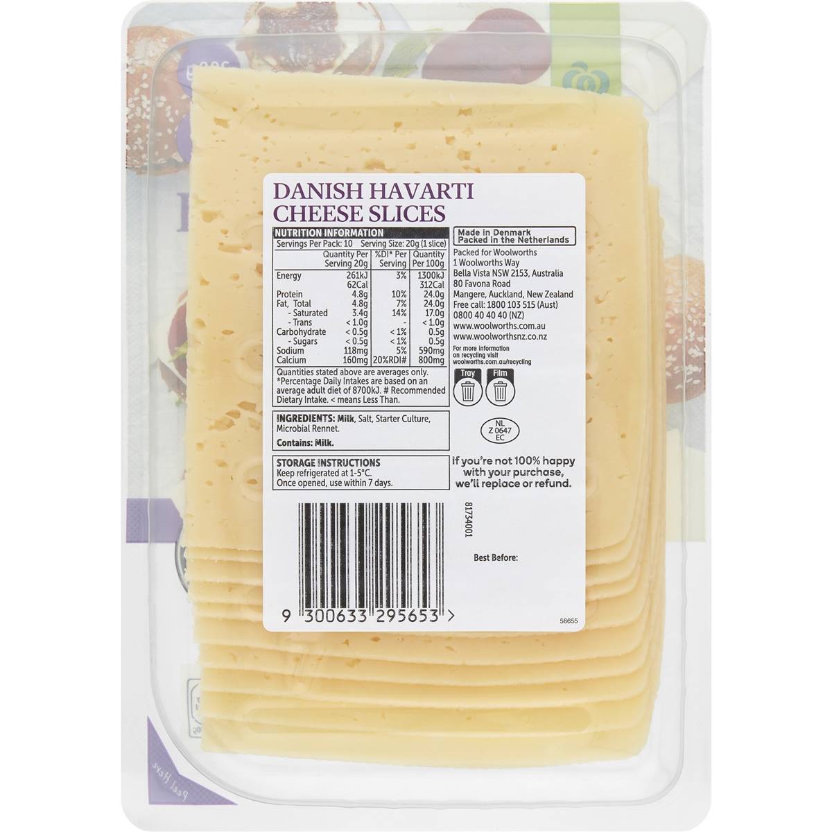 Woolworths Danish Havarti Cheese Slices 200g | Woolworths