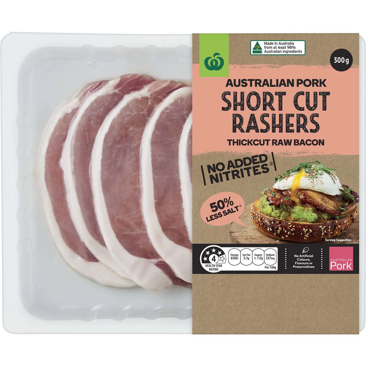 Woolworths Pork Short Cut Rashers 300g | Woolworths
