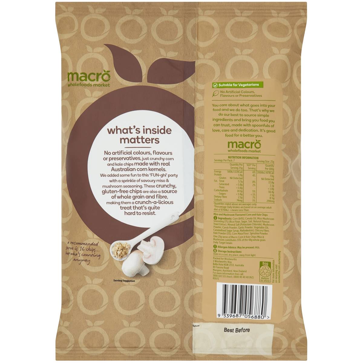 Macro Miso & Mushroom Kale Corn Chips 175g | Woolworths