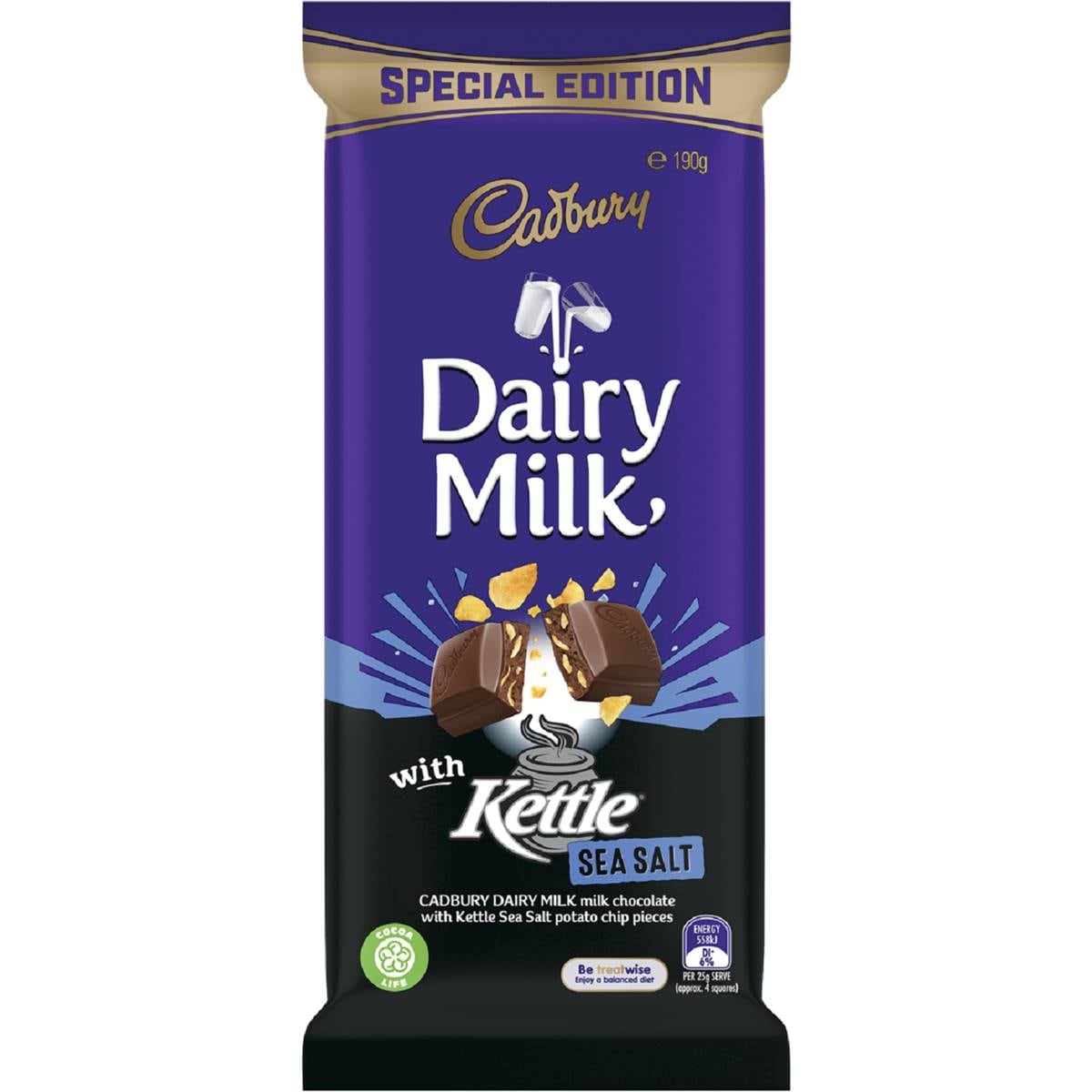 Cadbury Dairy Milk With Kettle Sea Salt 190g | Woolworths