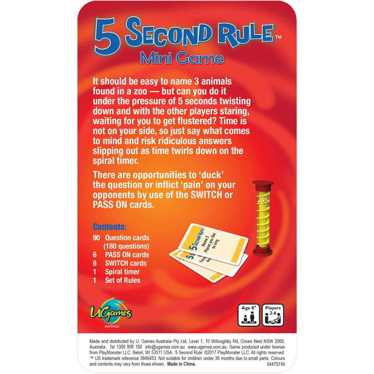 Ugames 5 Second Rule Mini Game Tinned Each | Woolworths