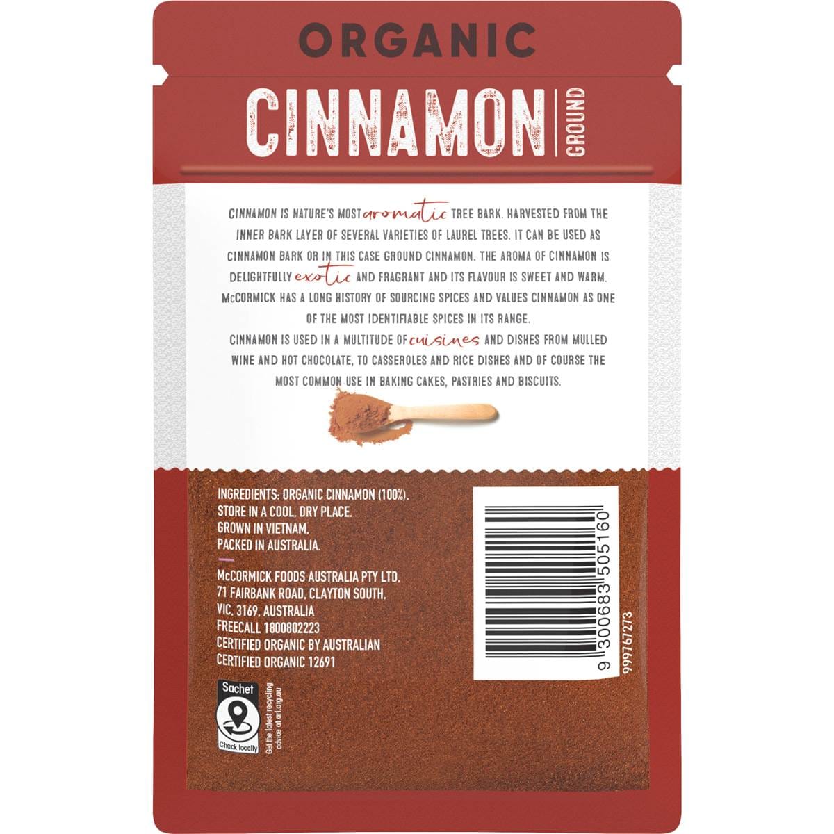 Mccormick Organic Cinnamon Ground 13g | Woolworths