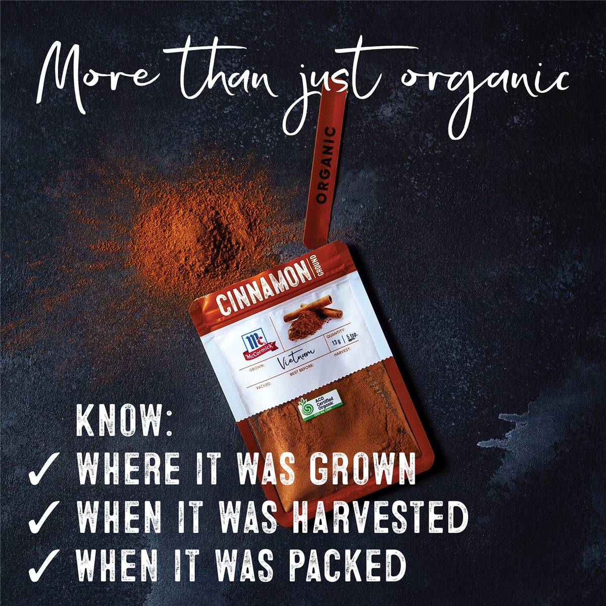 Mccormick Organic Cinnamon Ground 13g | Woolworths