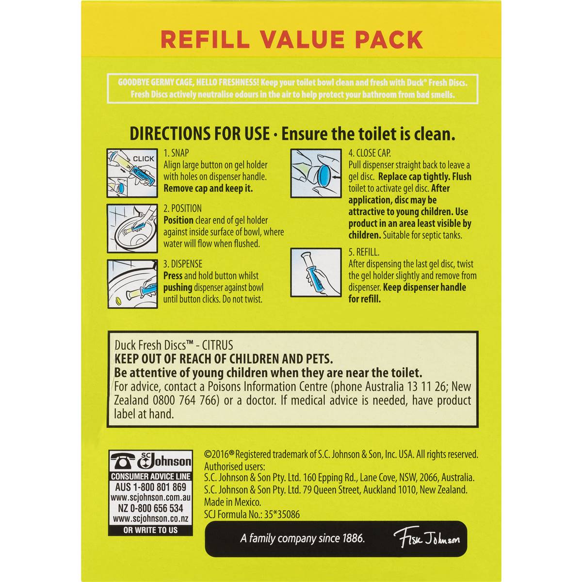 Duck Fresh Discs Toilet Cleaner Citrus Twin Refills 2x36ml | Woolworths