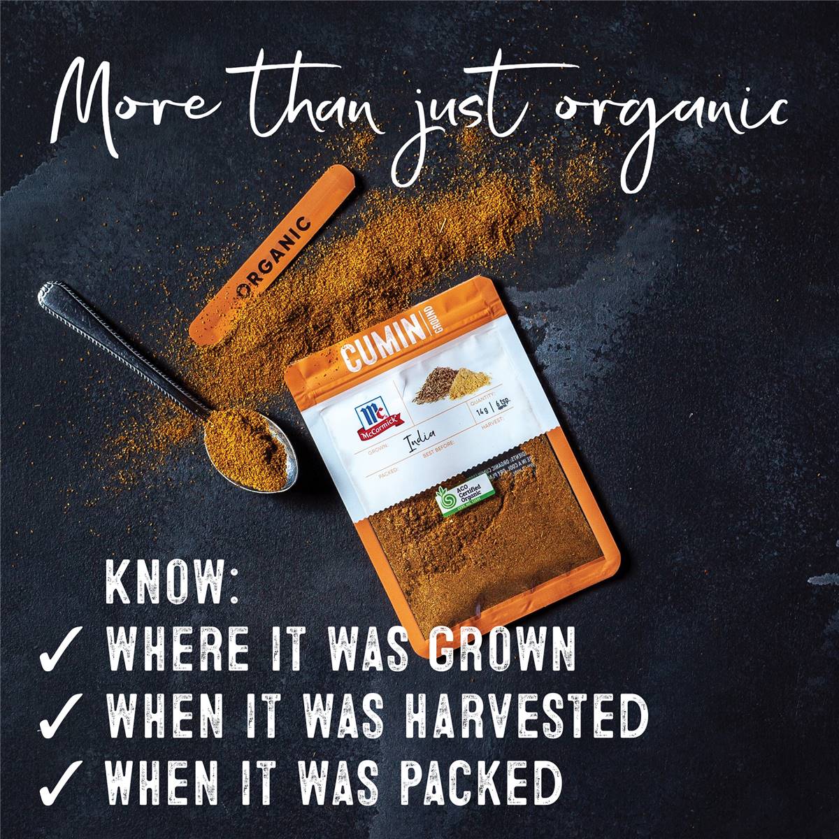 Mccormick Organic Cumin Ground 14g | Woolworths