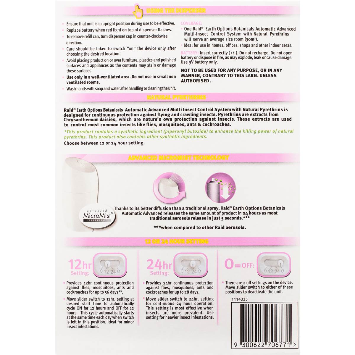 Raid Earth Options Botanicals Multi-insect Automatic System 185g ...