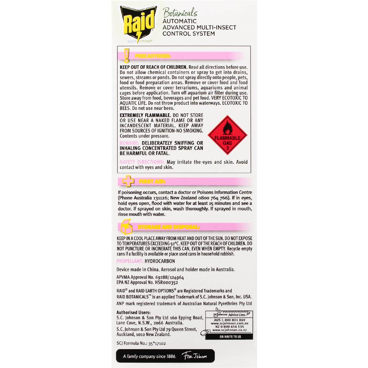 Raid Earth Options Botanicals Multi-insect Automatic System 185g ...