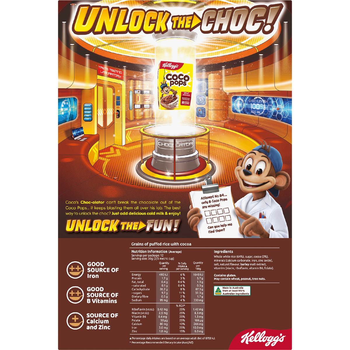 Kellogg's Coco Pops Chocolatey Breakfast Cereal 375g | Woolworths