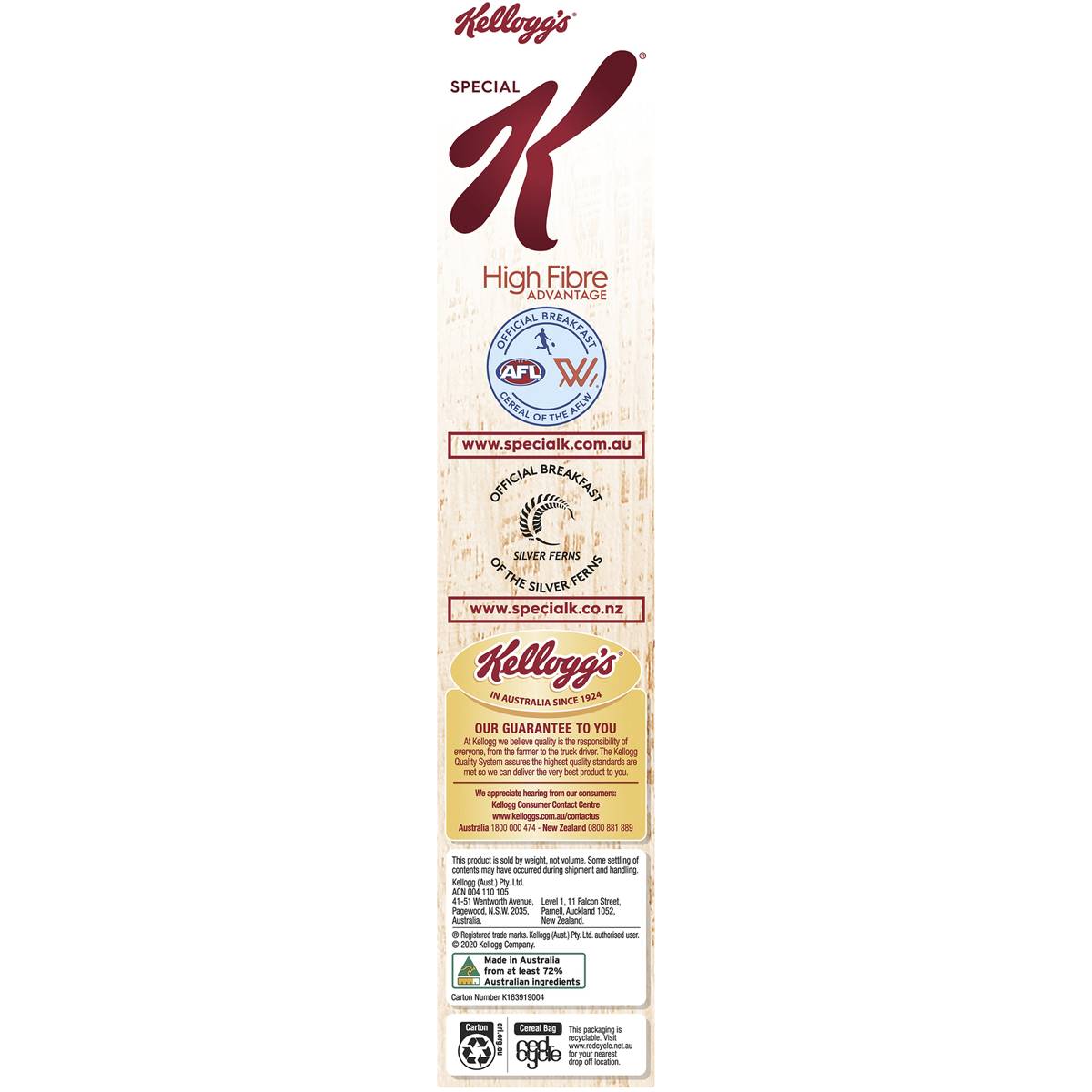 Kellogg's Special K High Fibre Advantage Cereal 315g | Woolworths