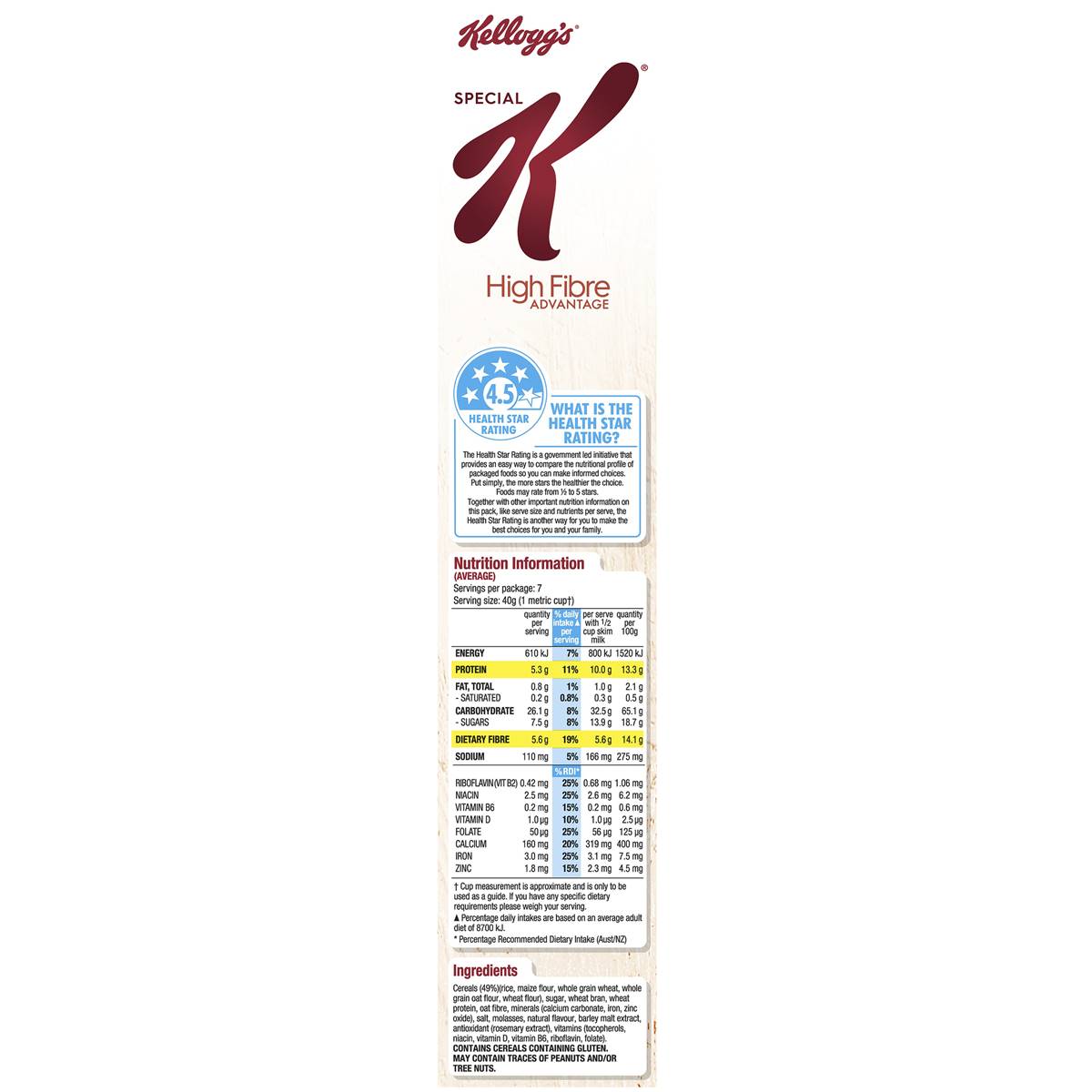 Kellogg's Special K High Fibre Advantage Cereal 315g | Woolworths