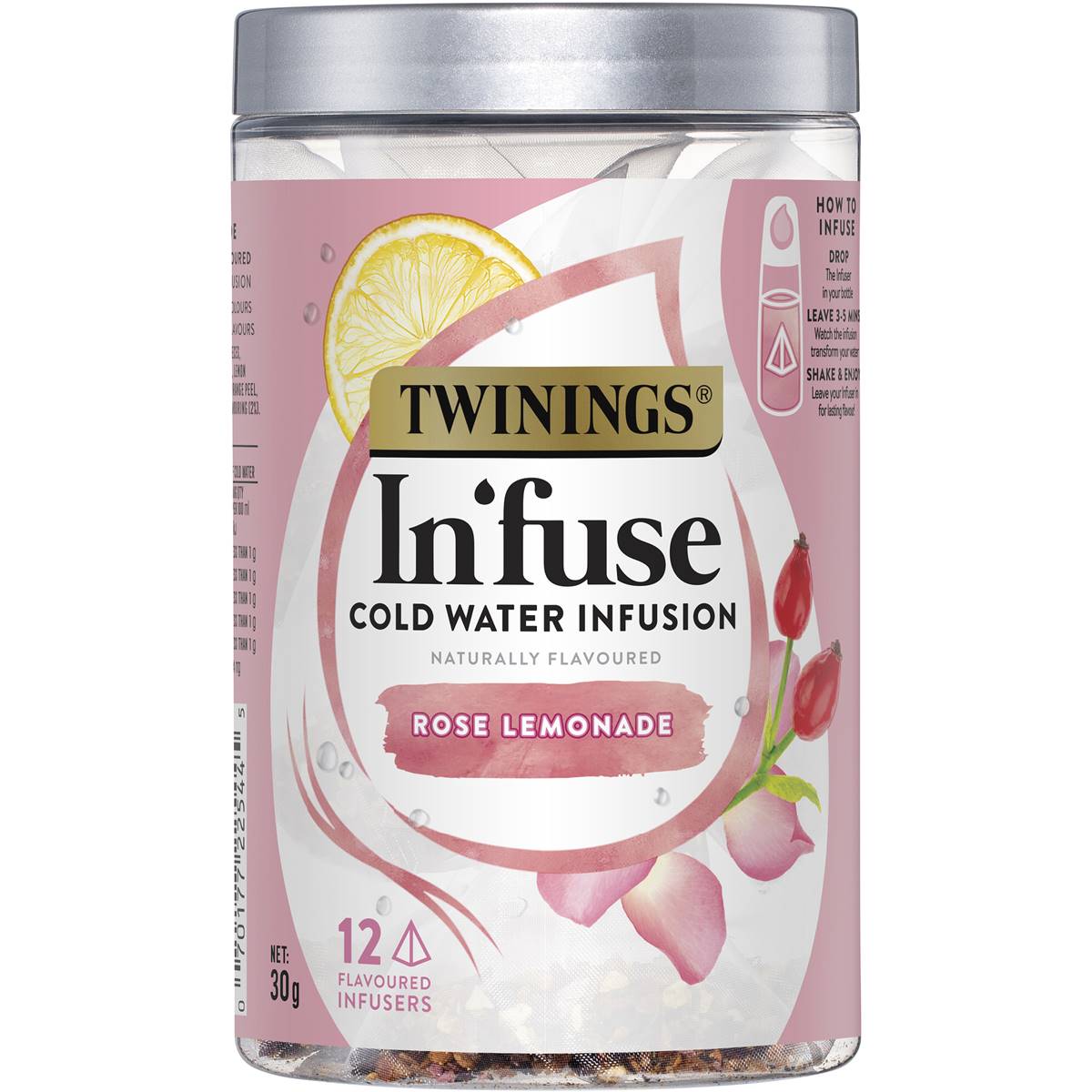 Twinings In'fuse Rose Lemonade Cold Water Infusions 12 Pack | Woolworths