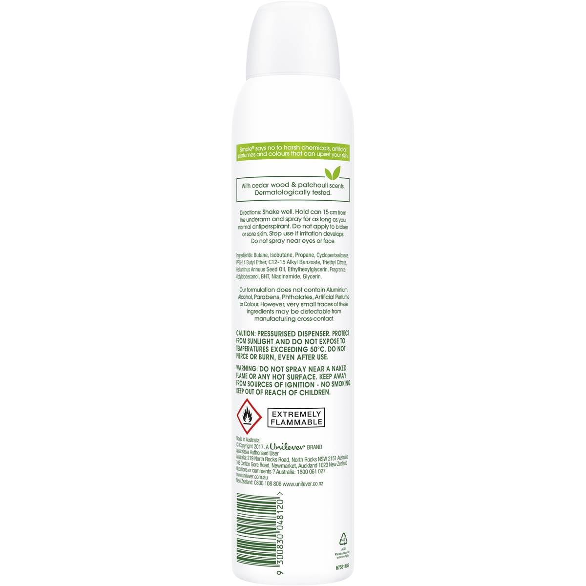 Simple Pure Deodorant Aerosol Pure 200ml | Woolworths