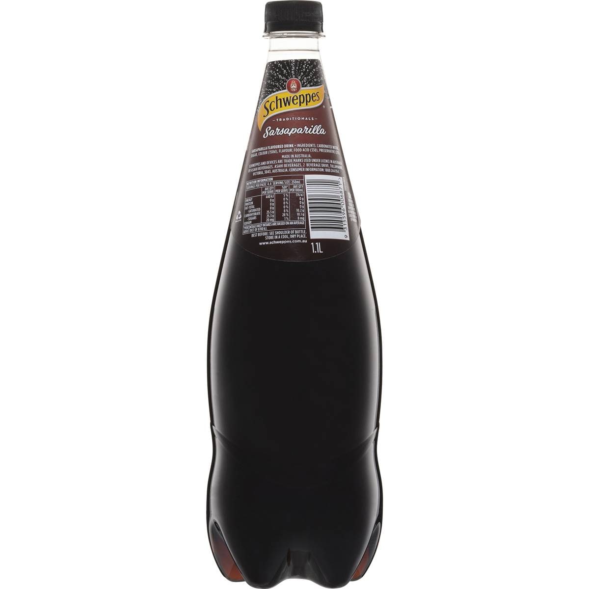 Schweppes Traditional Sarsaparilla Soft Drink Bottle Root Beer 1.1l ...