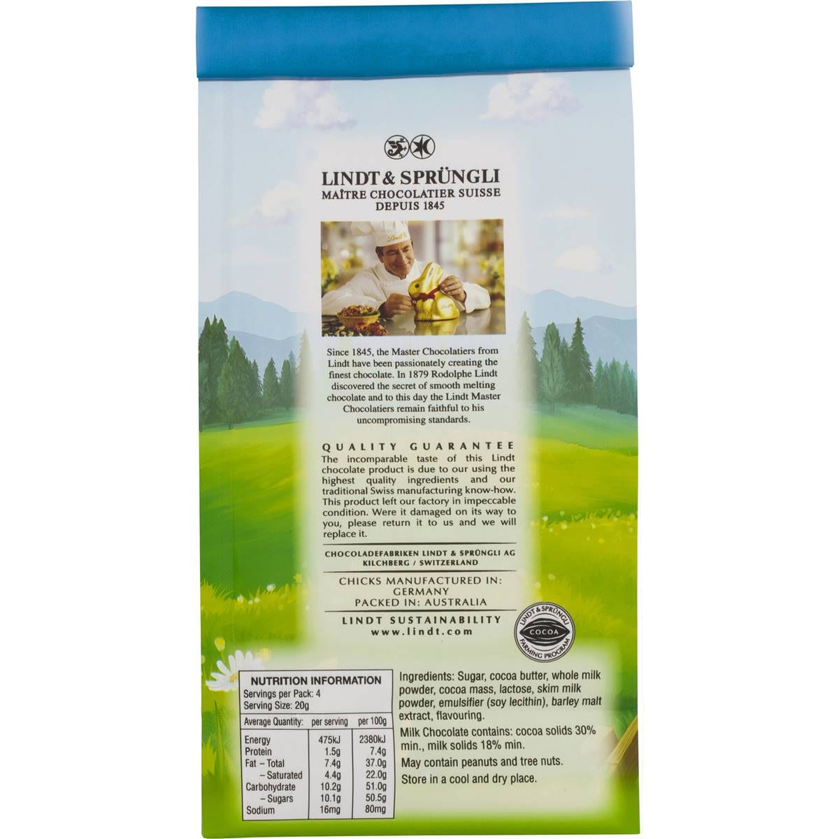 Lindt Mini Milk Chocolate Chicks Pouch 80g | Woolworths