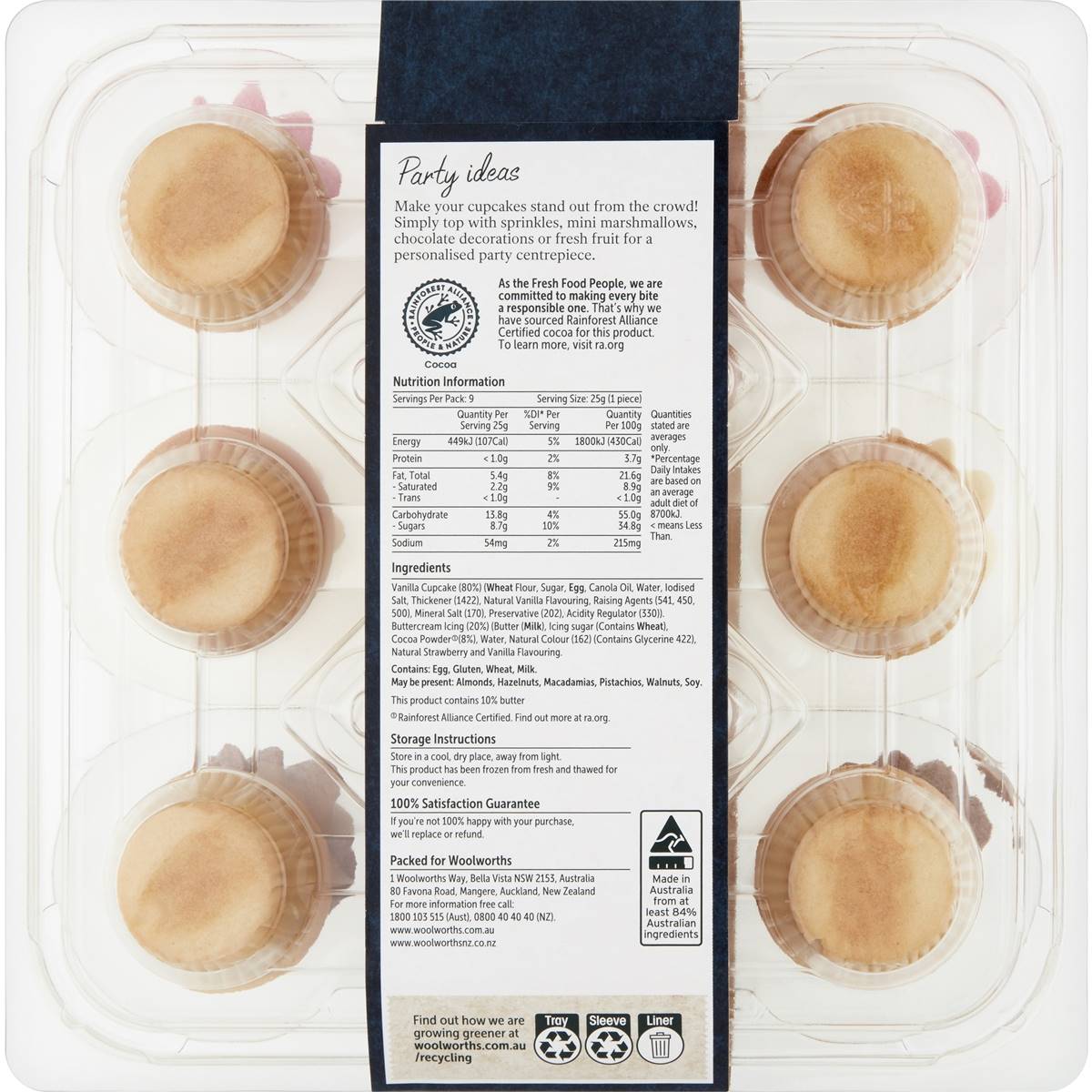 Woolworths Vanilla Cupcakes With Buttercream Frosting 9 Pack | Woolworths