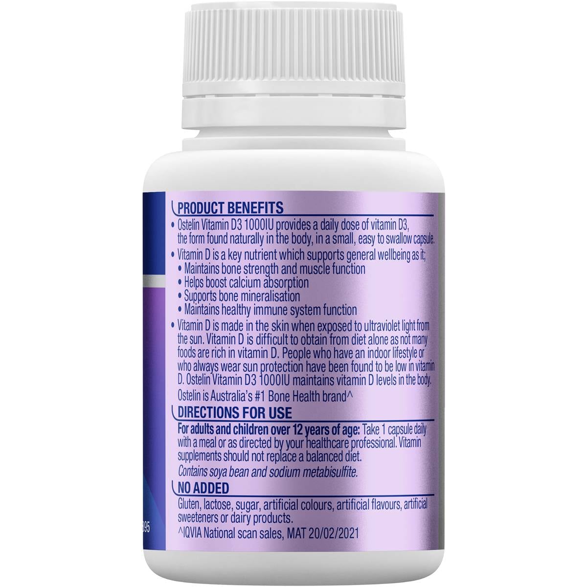 Ostelin Vitamin D 1000iu D3 Capsules For Bone Health + Immunity 130 ...