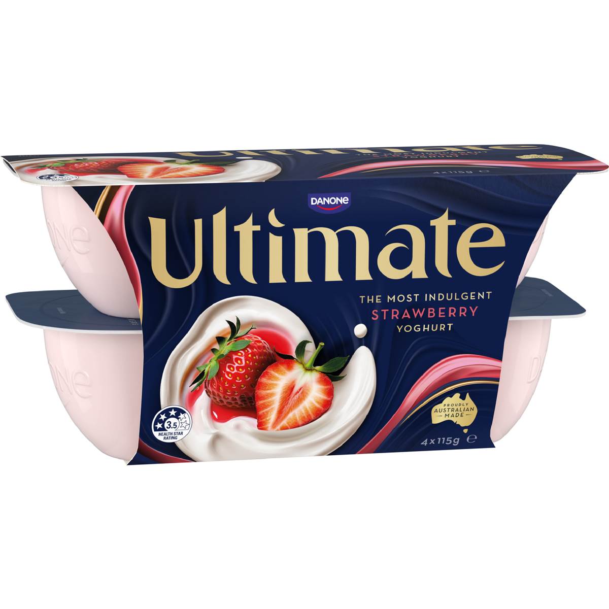 Ultimate Danone Double Cream Yoghurt Strawberry 115g X 4 Pack | Woolworths
