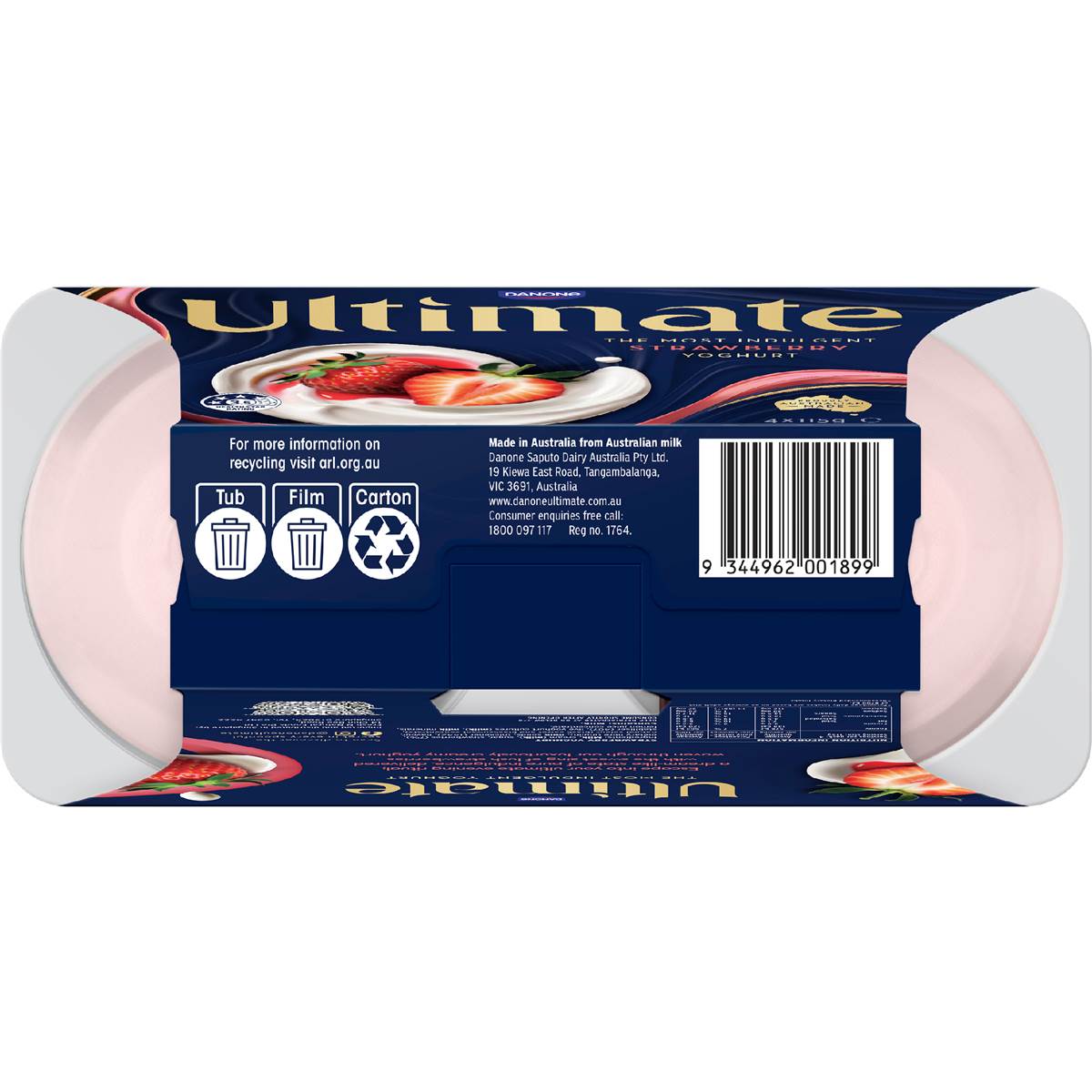 Ultimate Danone Double Cream Yoghurt Strawberry 115g X 4 Pack | Woolworths
