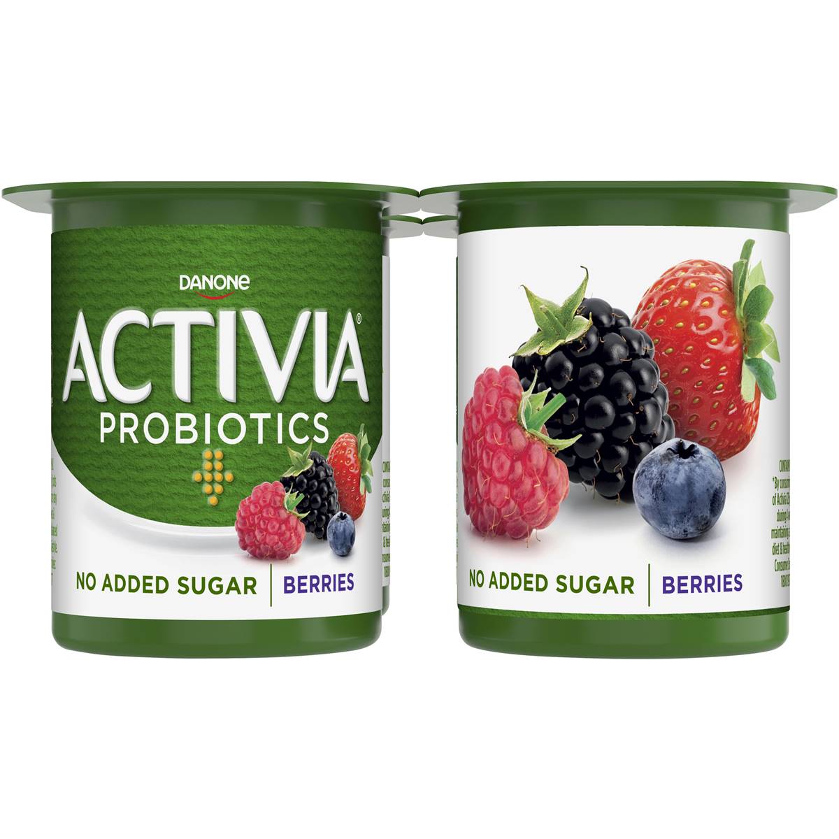 Activia Danone Probiotic Yoghurt No Added Sugar Berries 125g X 4 Pack ...