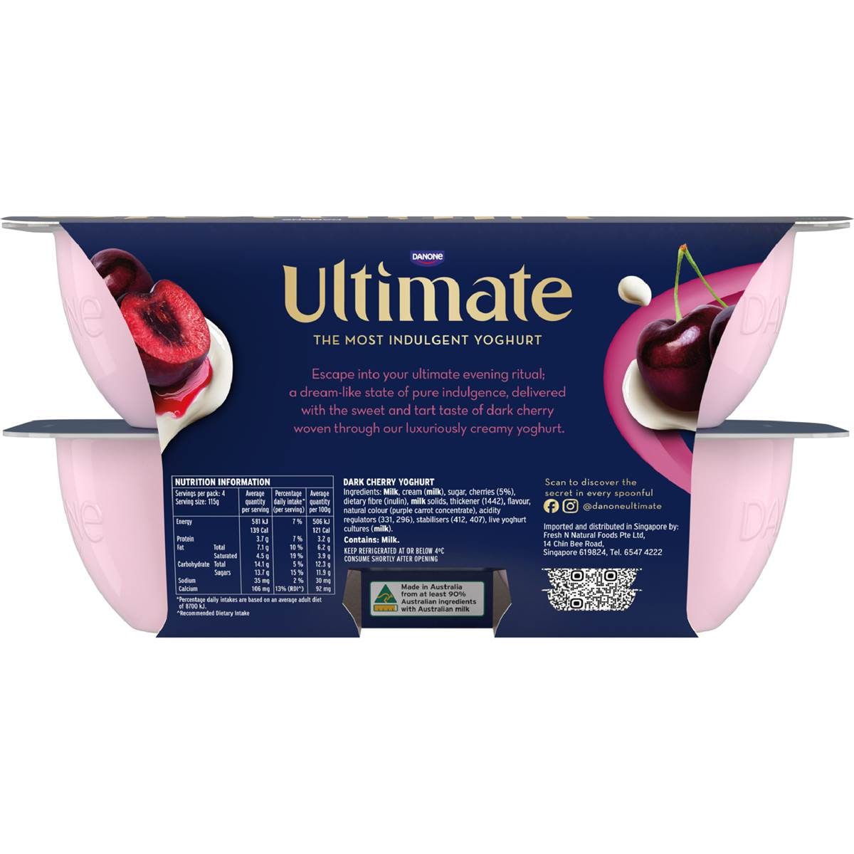Ultimate Danone Double Cream Yoghurt Black Cherry 115g X 4 Pack ...