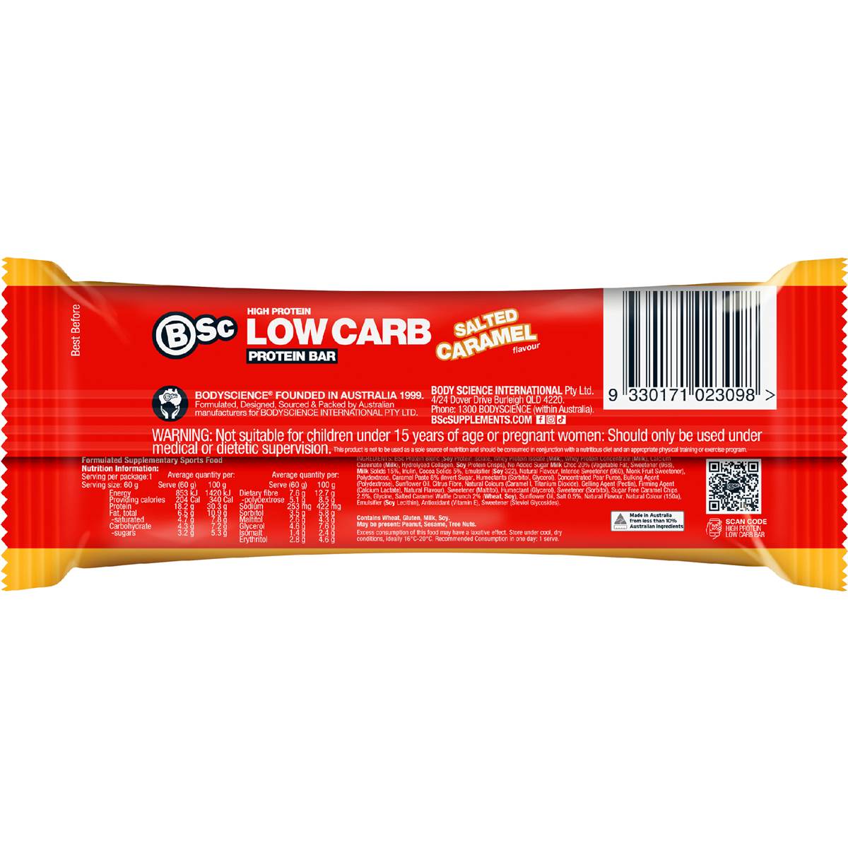 Bsc Body Science High Protein Low Carb Bar Salted Caramel 60g | Woolworths