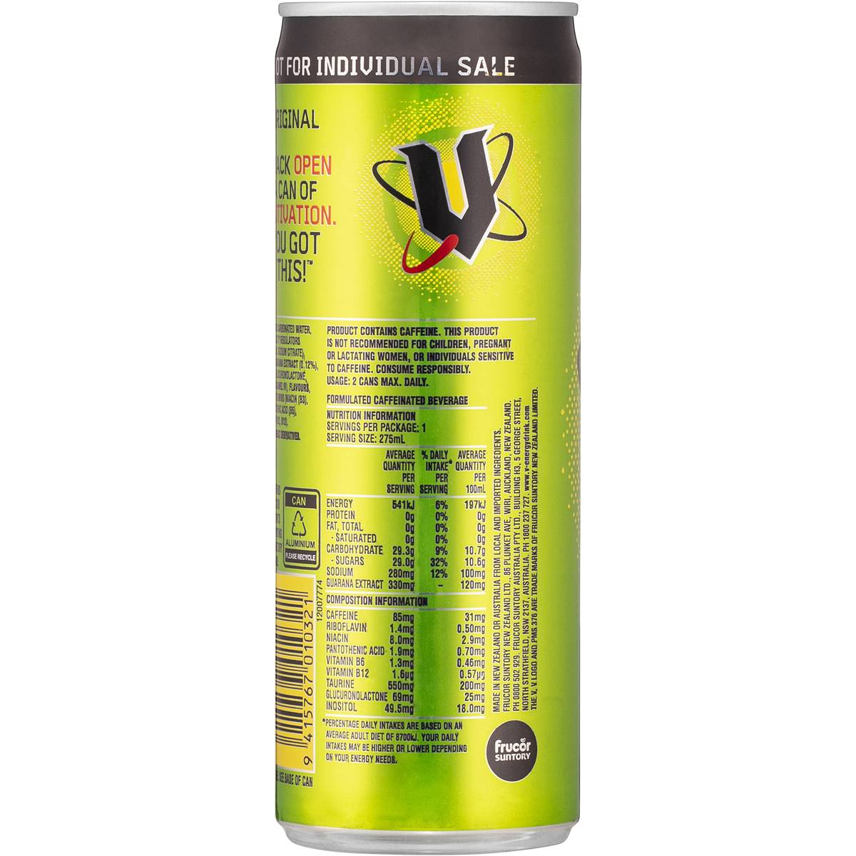 V Energy Drink Nutrition Info at Latonya Langley blog