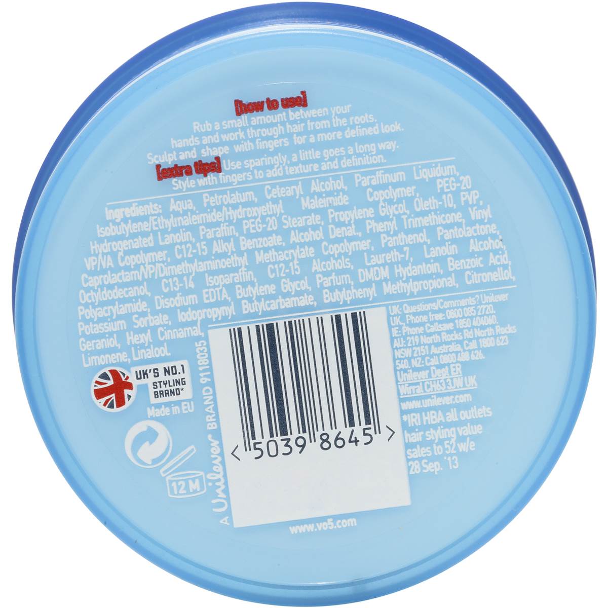 Vo5 Texture Putty Rework 150ml | Woolworths