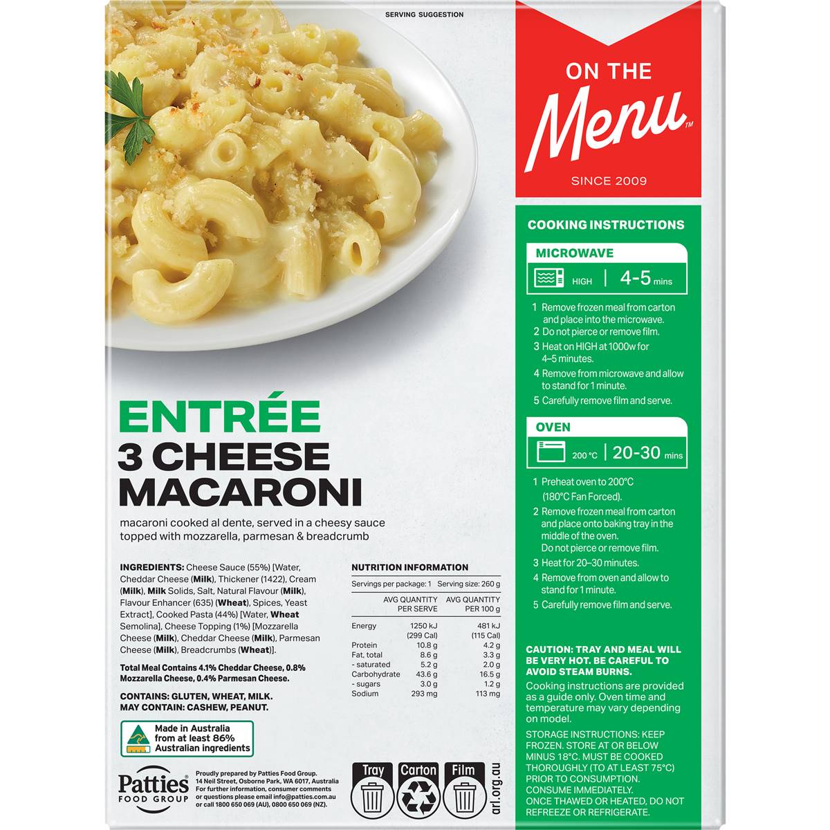 On The Menu Three Cheese Macaroni 260g | Woolworths