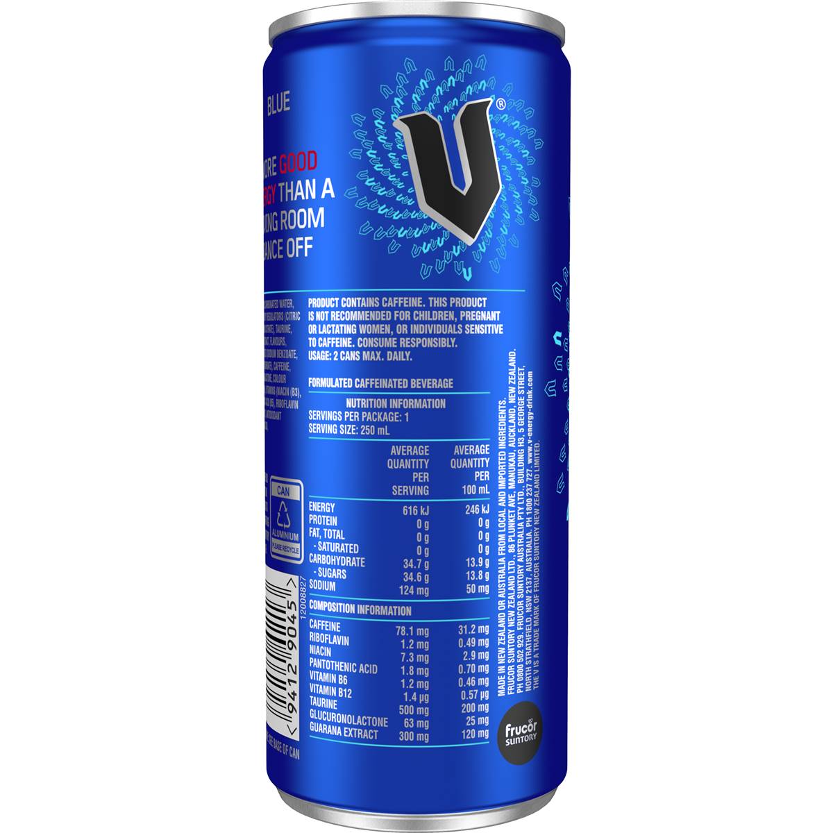 V Energy Drink Blue Can 250ml | Woolworths