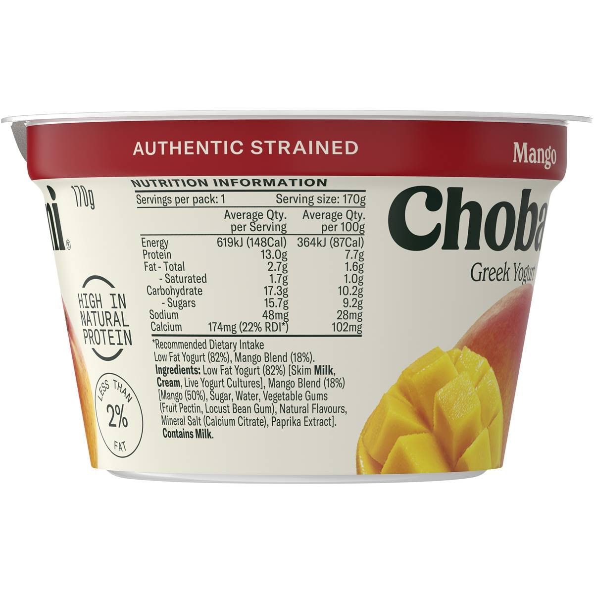 Chobani Low Fat Mango Yoghurt 170g | Woolworths