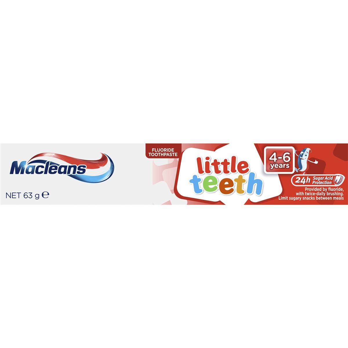 Macleans Toothpaste Little Teeth Kids 4-6 Years 63g | Woolworths