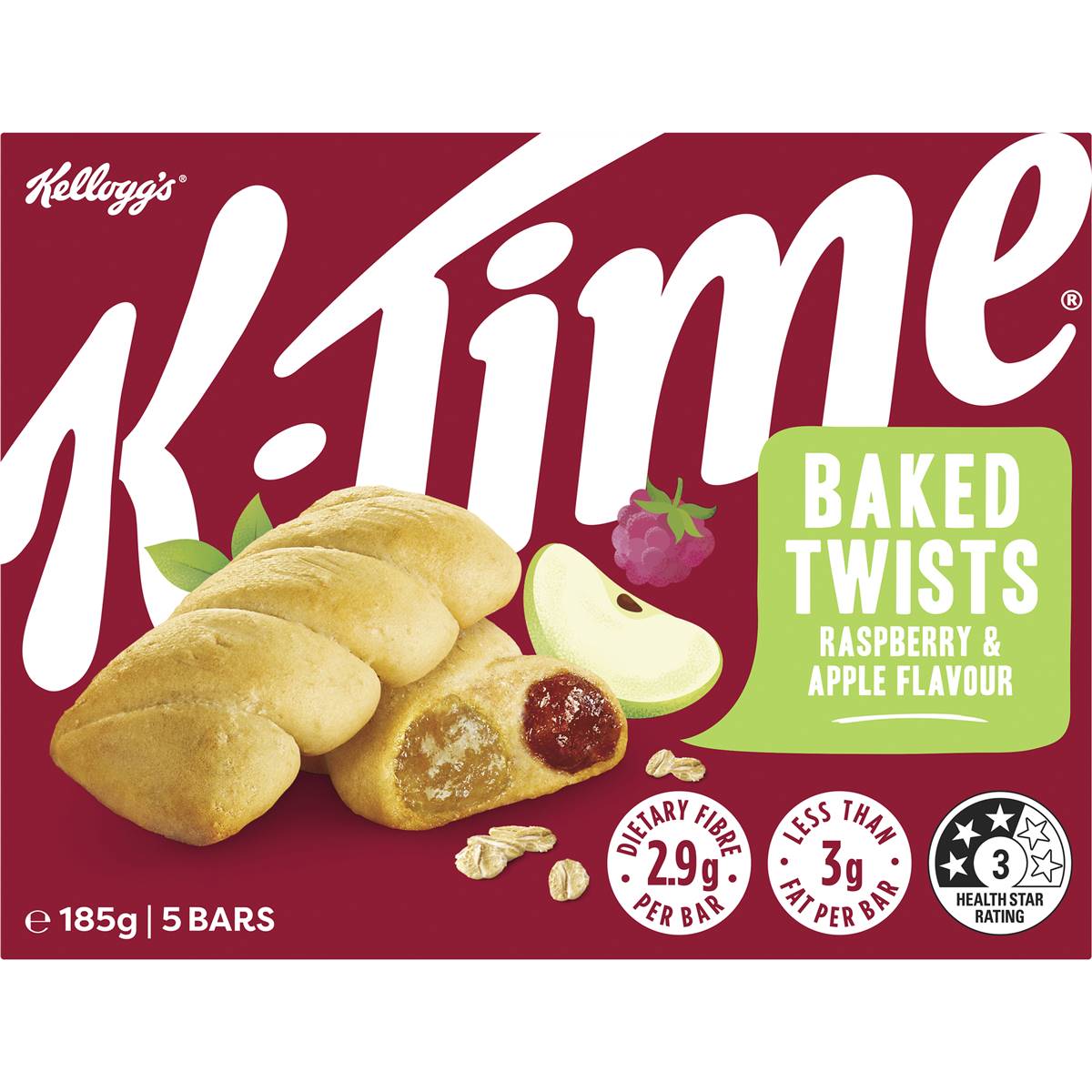 Kellogg's K-time Baked Twists Raspberry & Apple Flavour Snack Bars 5 ...