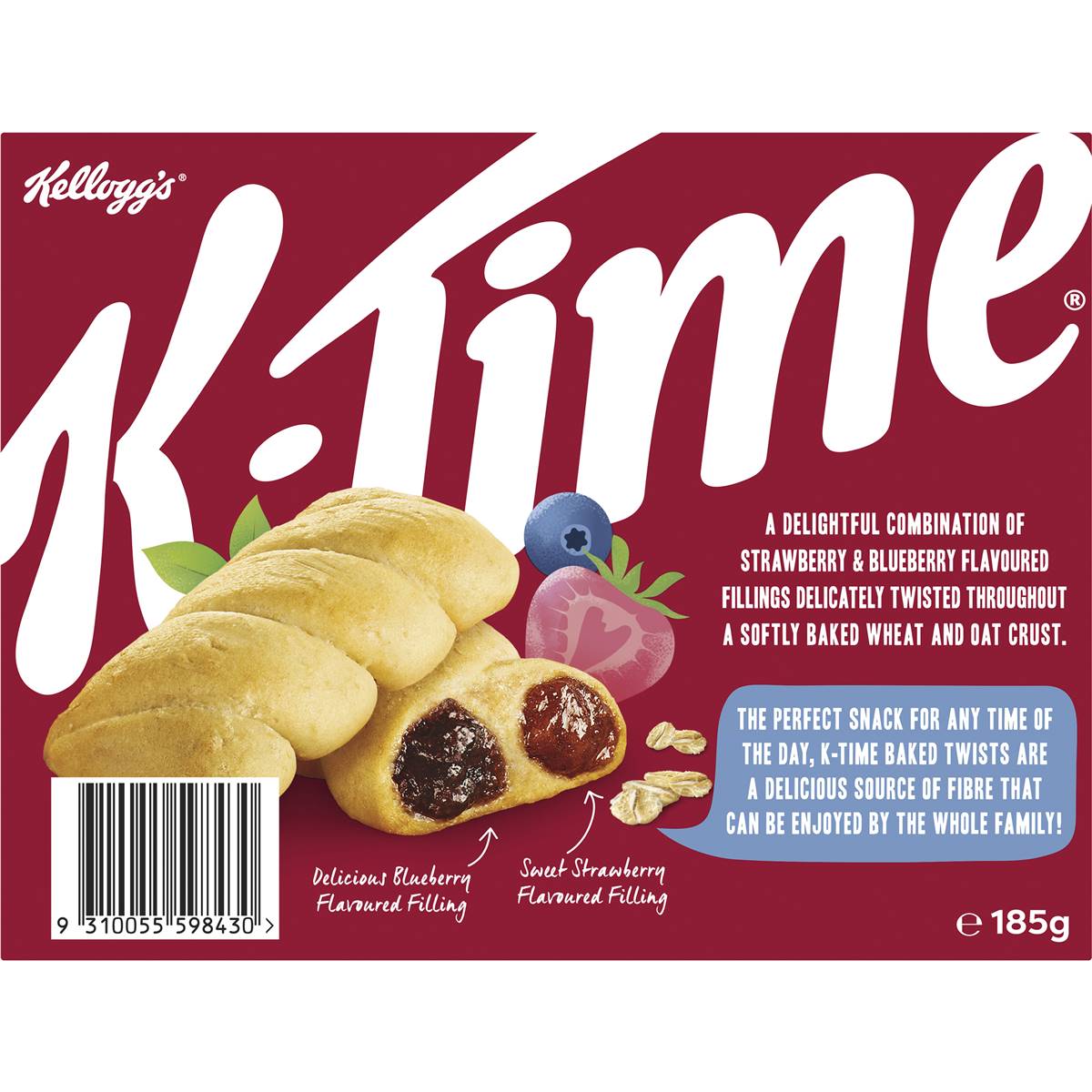 Kellogg's K-time Baked Twists Strawberry & Blueberry Flavour Snack Bars ...