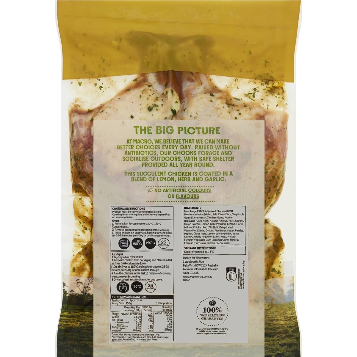 Macro Free Range Chicken Splits Lemon & Garlic 900g - 1.25kg | Woolworths