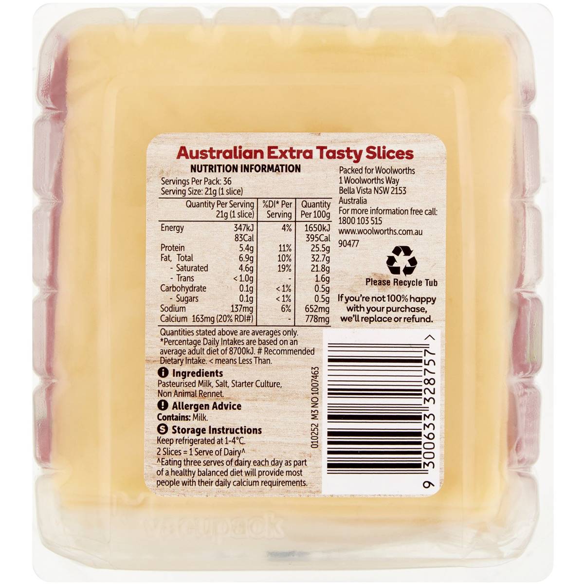 Woolworths Extra Tasty Cheese Slices 36 Pack | Woolworths