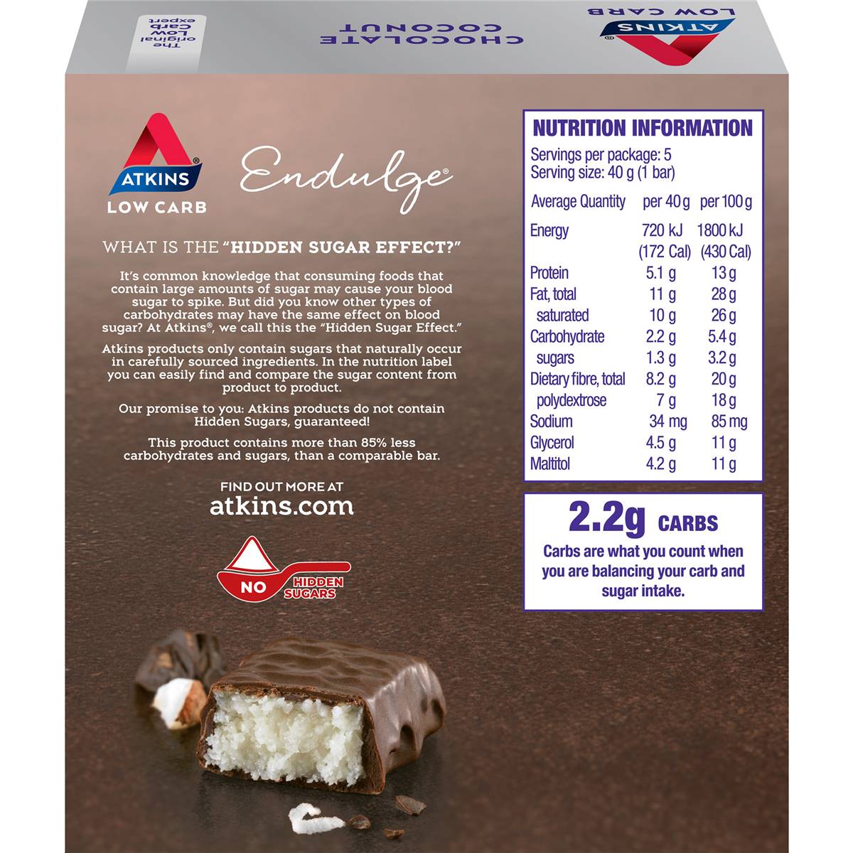 Atkins Endulge Bar Chocolate & Coconut 5 Pack | Woolworths