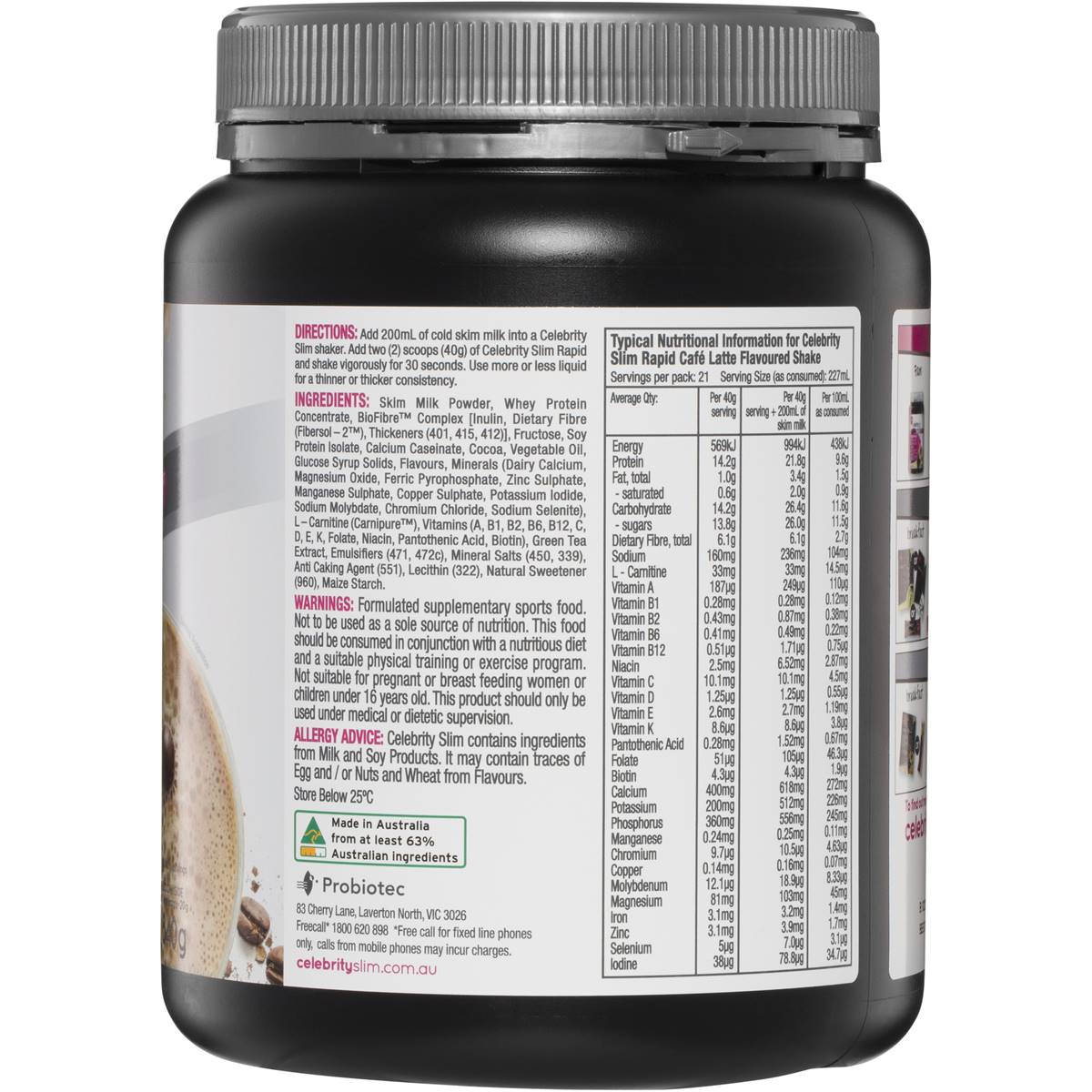 Celebrity Slim Rapid Phase Shake Mix Cafe Latte 840g | Woolworths