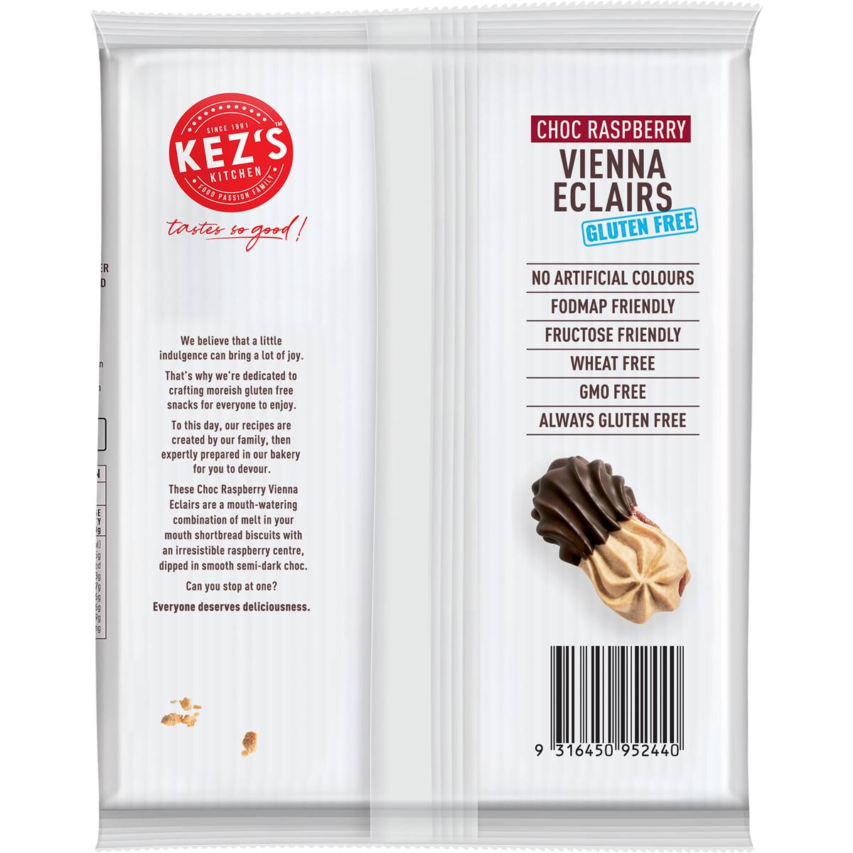 Kez's Kitchen Gluten Free Choc Raspberry Vienna Eclairs 190g | Woolworths
