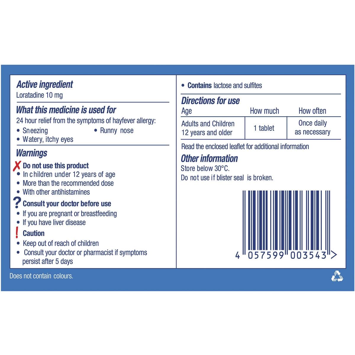 Claratyne Hay Fever Allergy Relief Loratadine 10mg 5pk | Woolworths