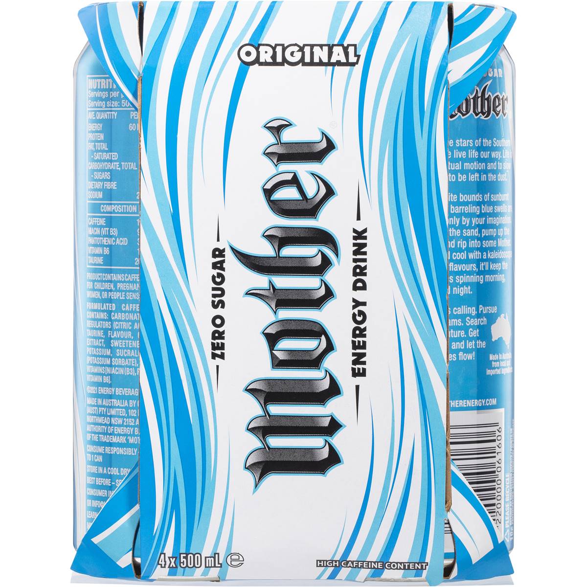 Mother Zero Sugar Original Energy Drink 500ml X4 Pack | Woolworths