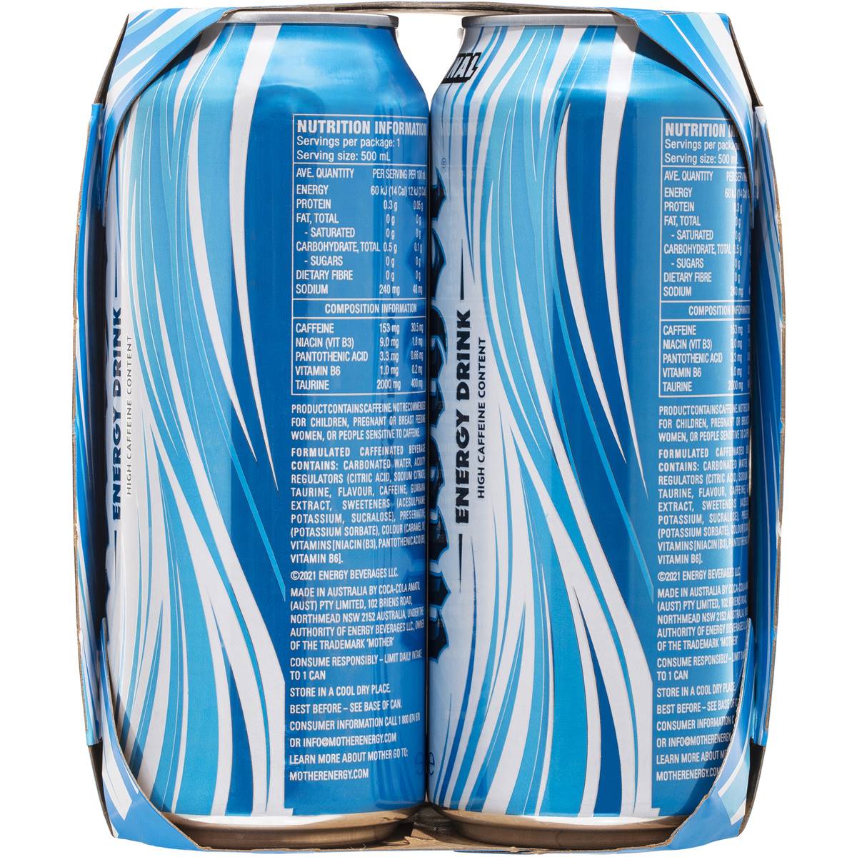 Mother Zero Sugar Original Energy Drink 500ml X4 Pack | Woolworths