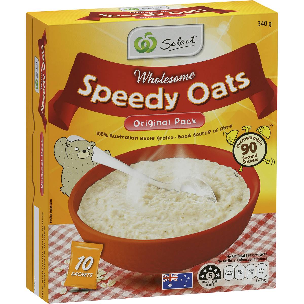 Woolworths Select Plain Oats 10pk 340g | Woolworths