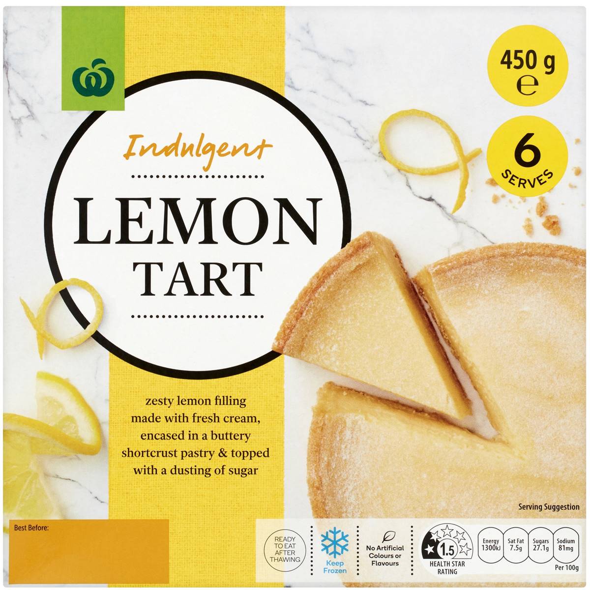 Woolworths Lemon Tart 450g | Woolworths