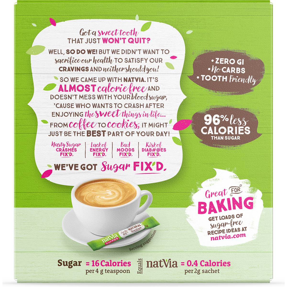 Natvia Sweetener Sticks 40 Pack | Woolworths