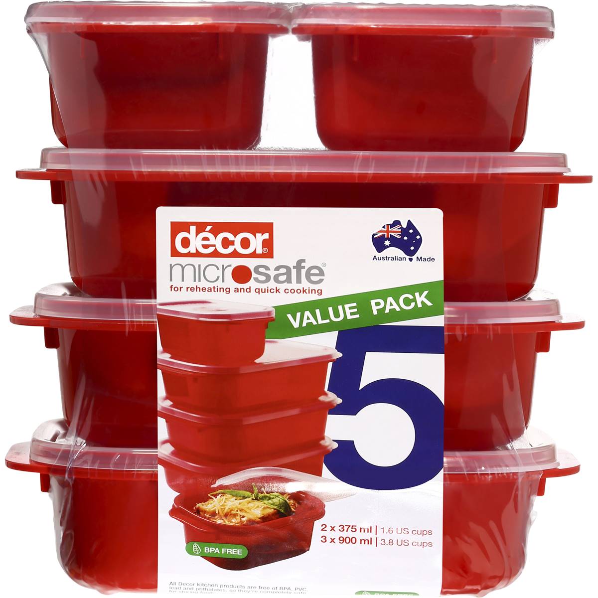 Decor Microsafe Container 5 Piece Pack Each | Woolworths