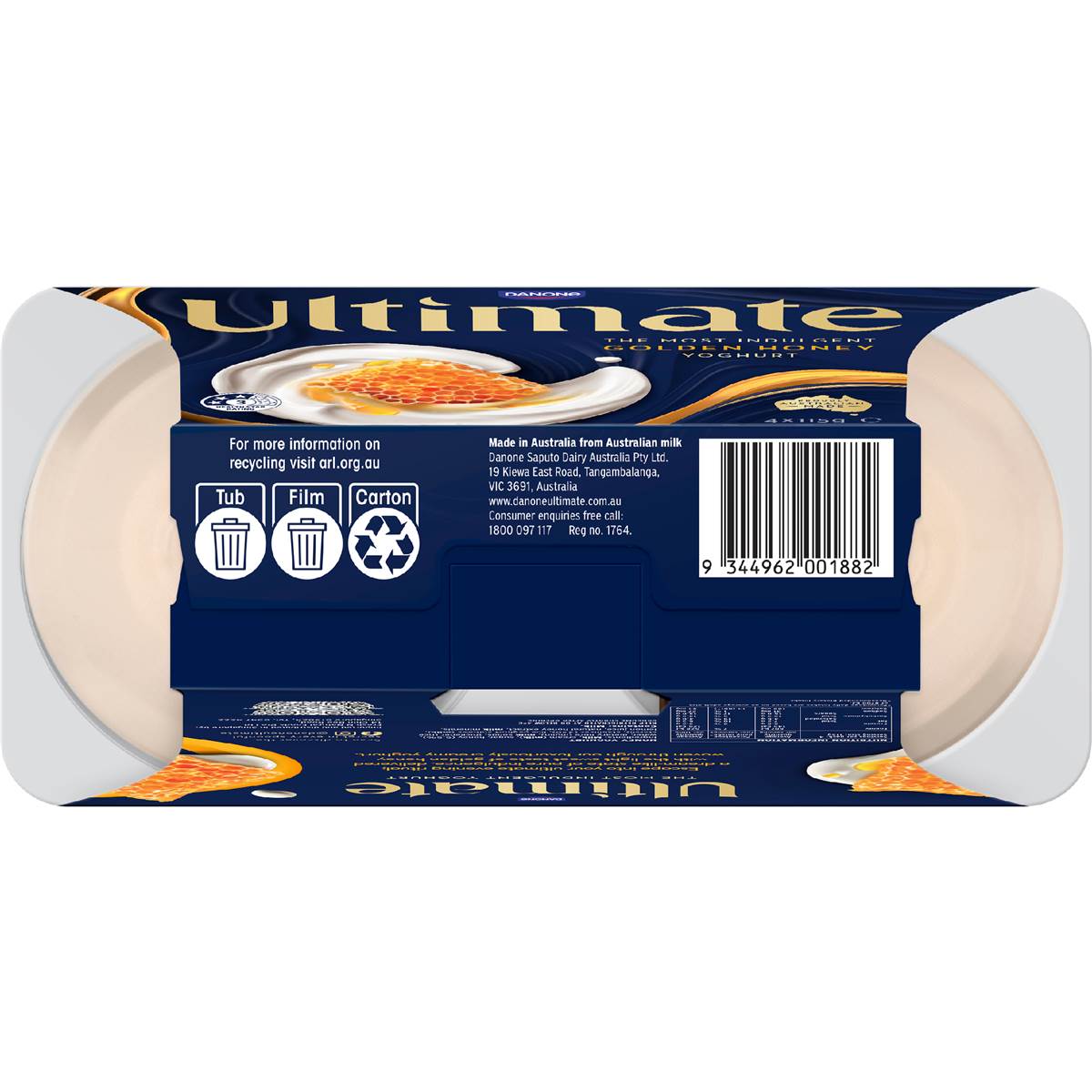 Ultimate Danone Double Cream Yoghurt Honey 115g X 4 Pack | Woolworths