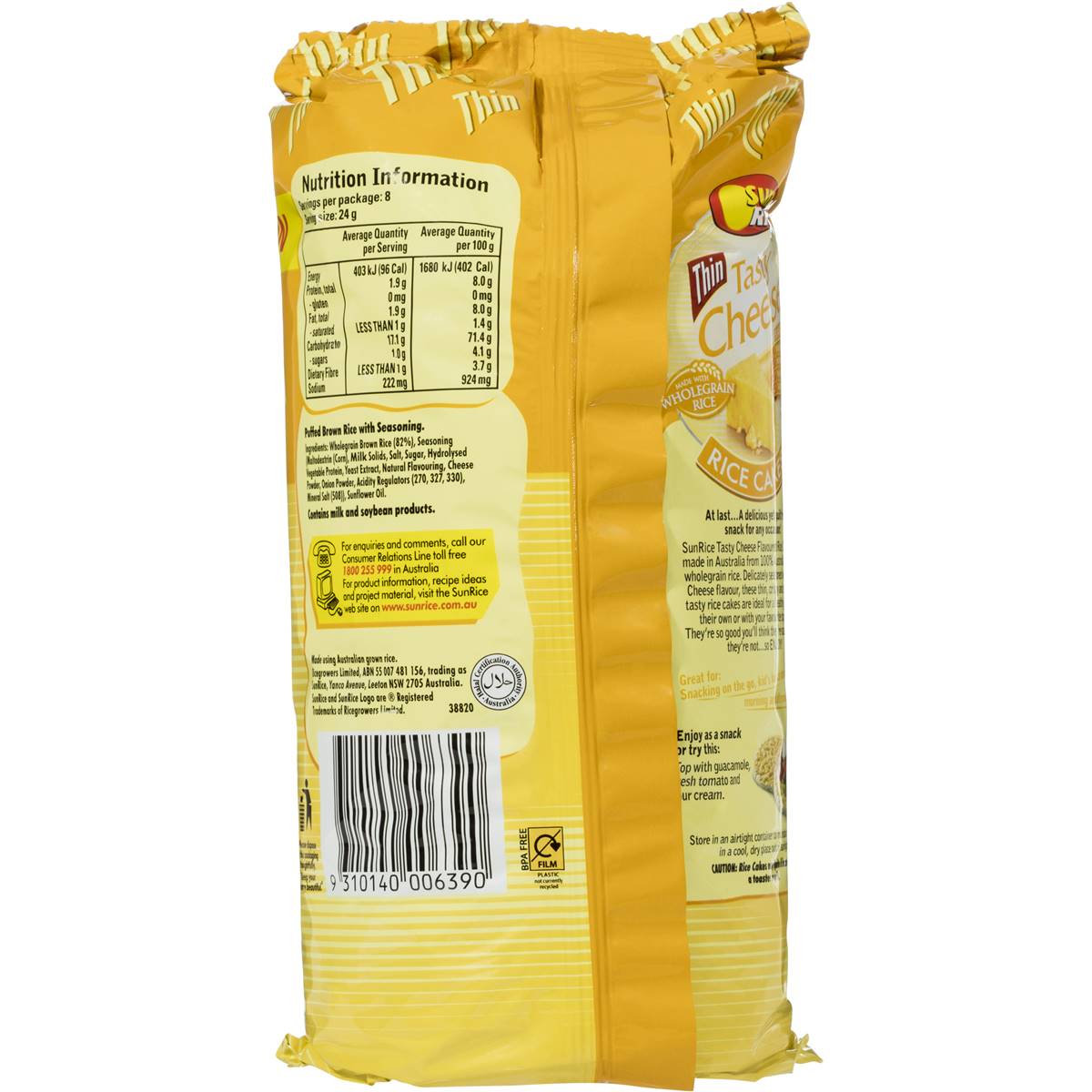 Sunrice Rice Cakes Tasty Cheese 195g | Woolworths