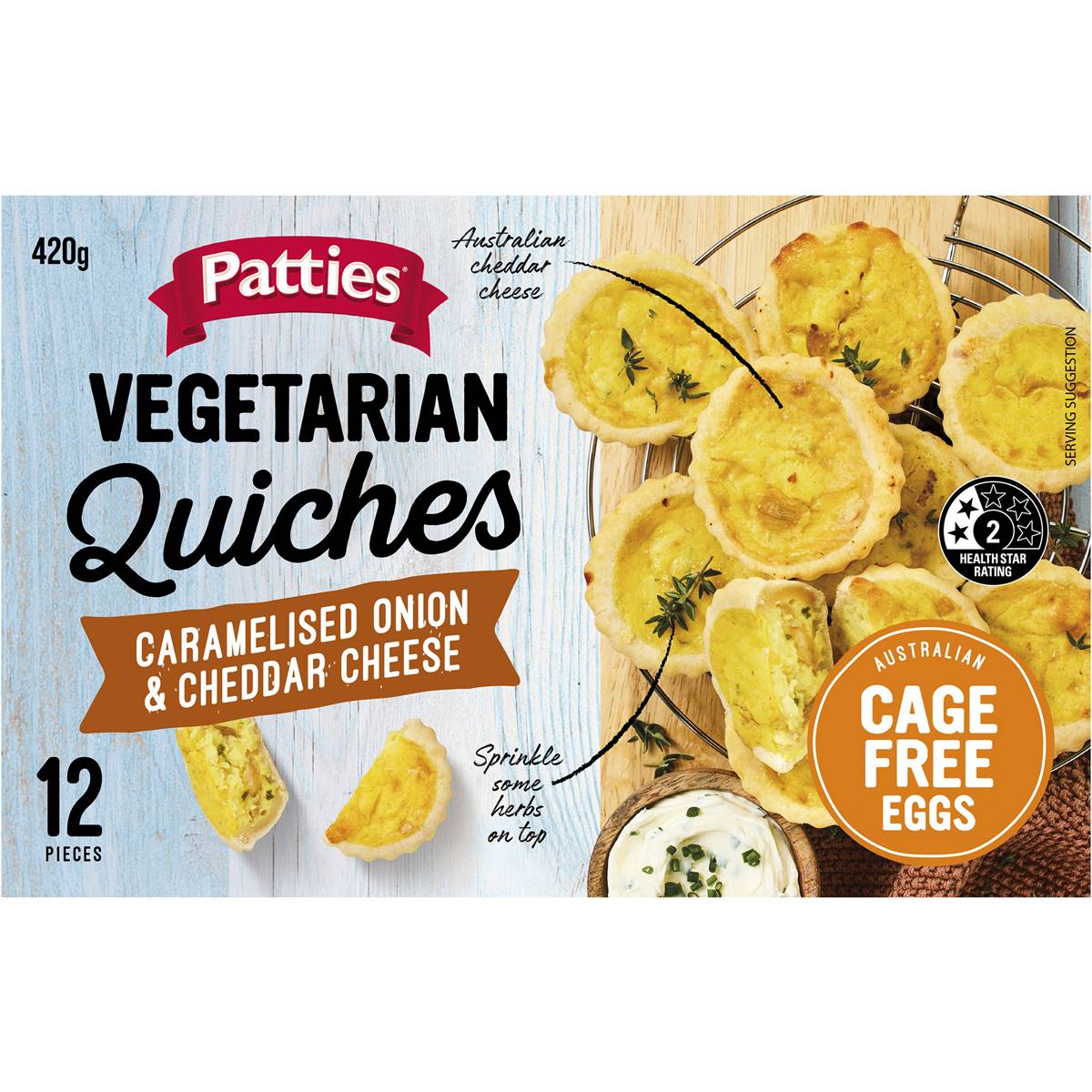 Patties Mini Party Quiche Caramelised Onion & Cheese 12 Pack | Woolworths