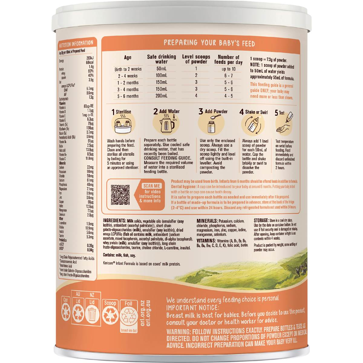 Karicare 1 Baby Infant Formula From Birth To 6 Months 900g | Woolworths